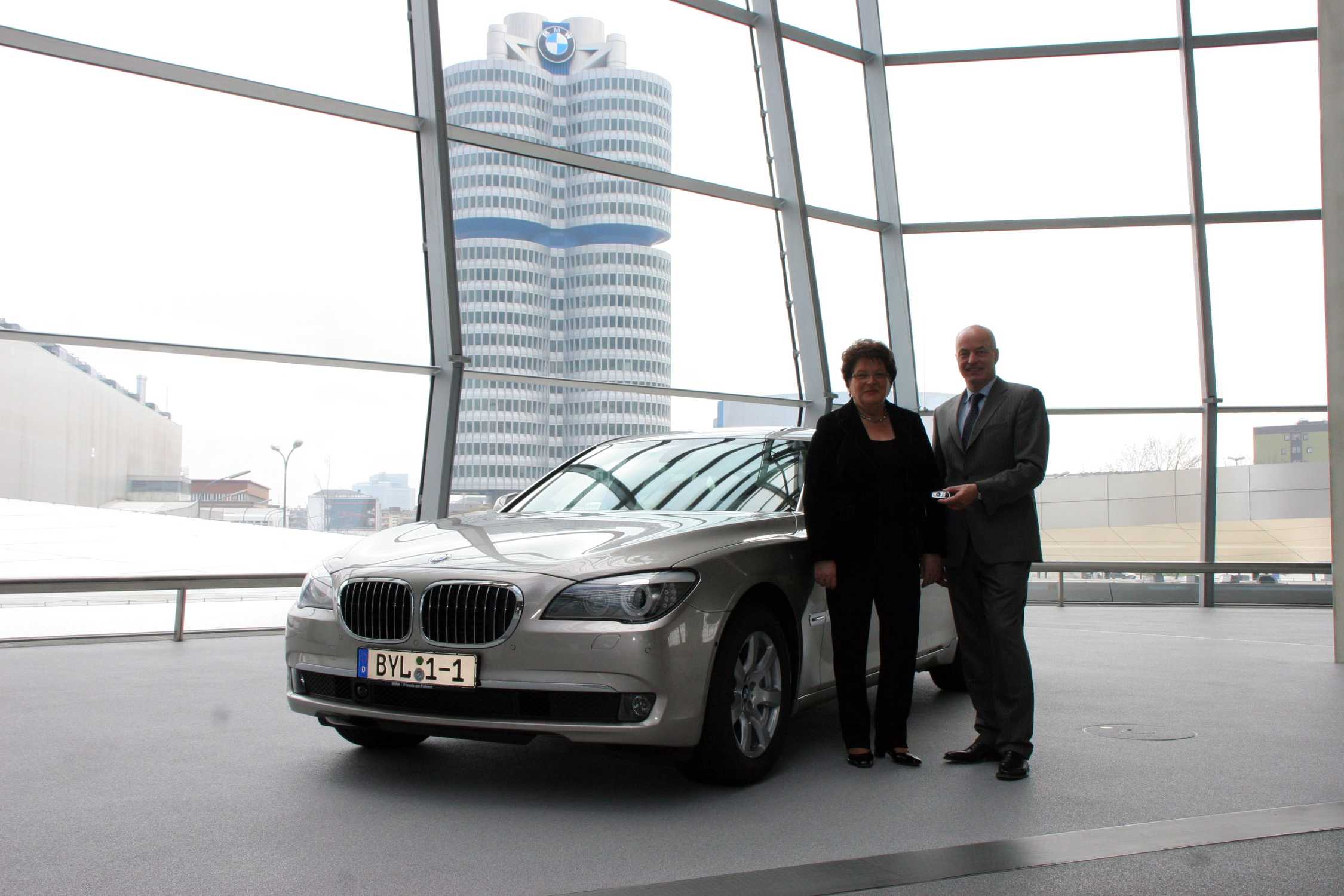 President of Bavarian Parliament Barbara Stamm taking over her new BMW ...