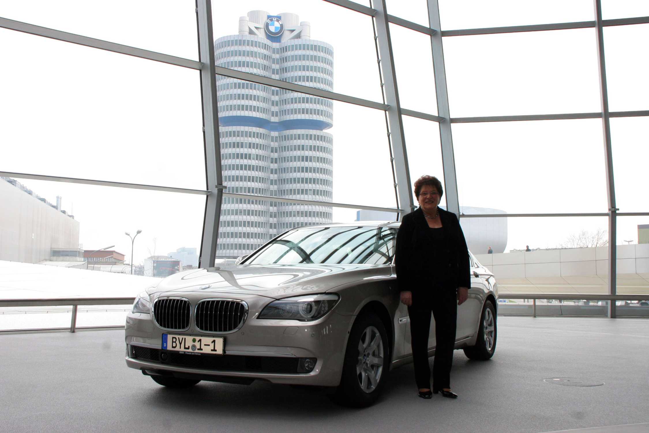 President of Bavarian Parliament Barbara Stamm taking over her new BMW ...
