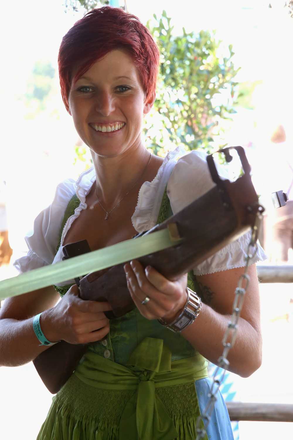 Anja Huber attends the BMW Wiesn Sport Stammtisch Oktoberfest 2013 at ...