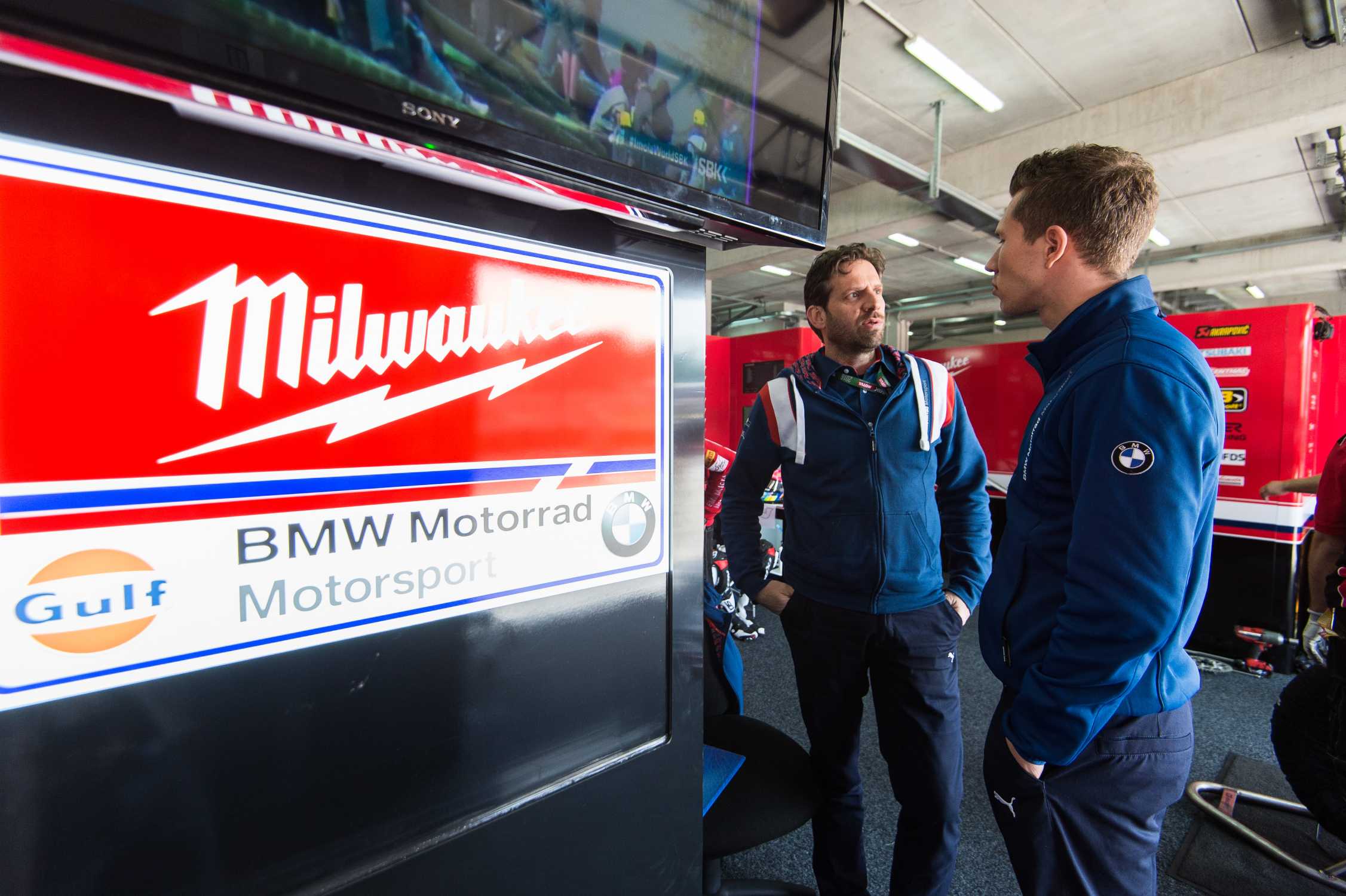 Imola (ITA) WorldSBK 30th April 2016. Team Milwaukee BMW - BMW Motorrad ...