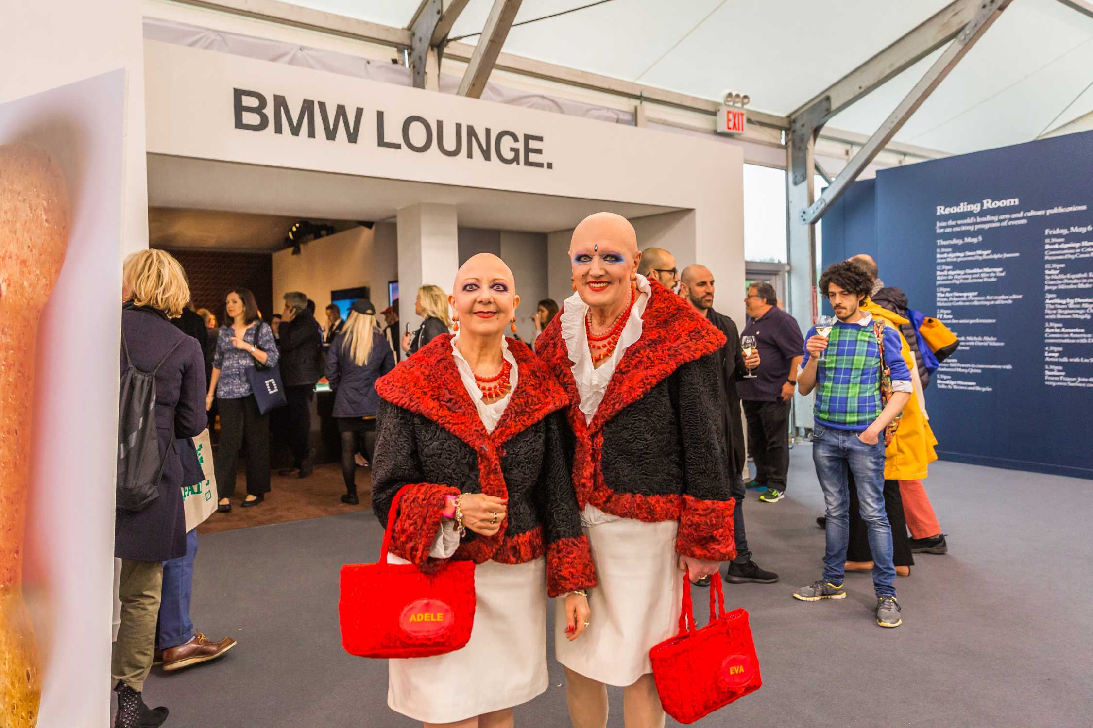 Artists Adele and Eva visit the BMW 7 Series lounge at Frieze New York ...