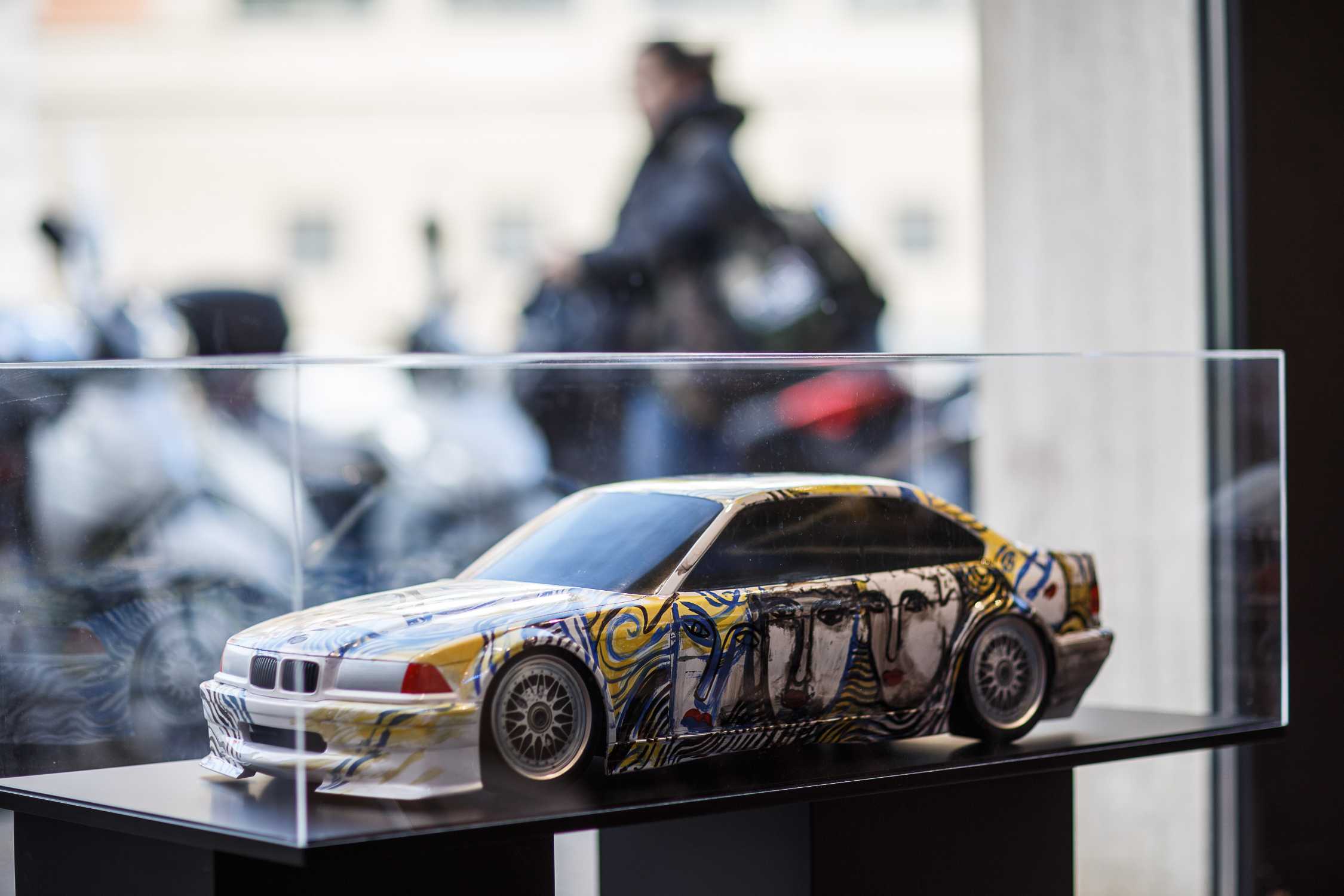 The "maquette" of the BMW Art Car by Sandro Chia on display at BMW Roma ...