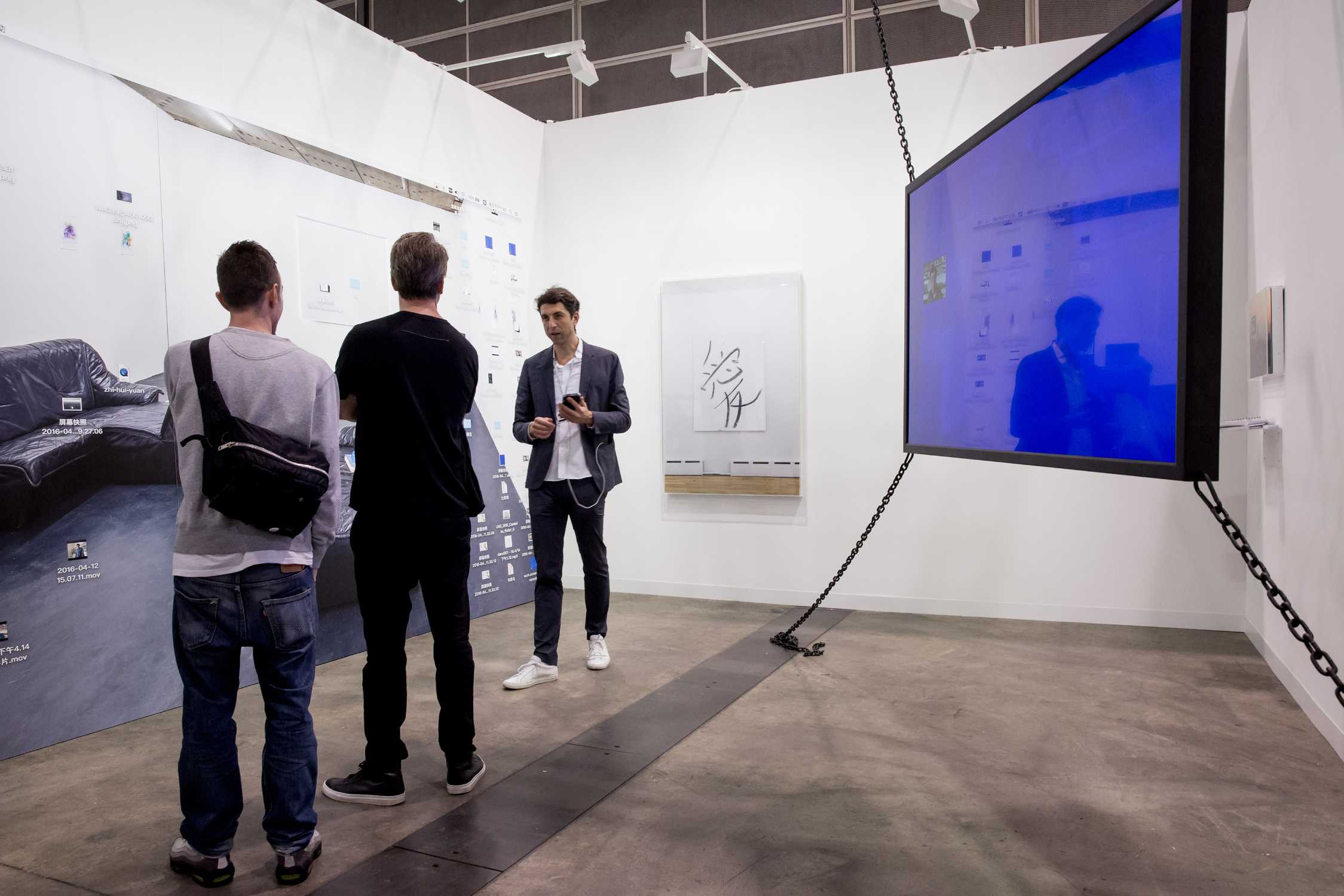 Lin Ke at the BANK Gallery booth at Art Basel in Hong Kong 2017. (c ...