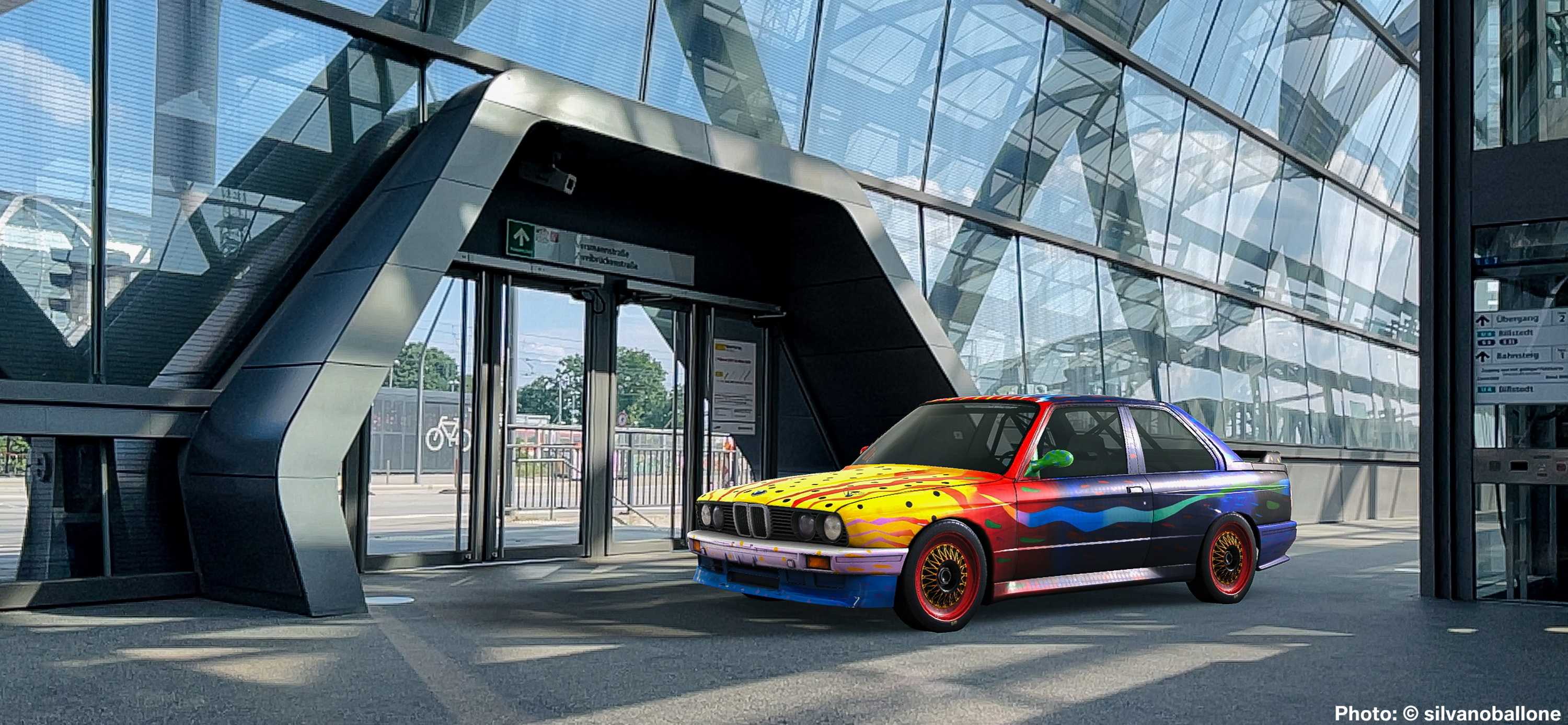 BMW Art Car by Ken Done, BMW M3, 1989, augmented reality. Courtesy of ...