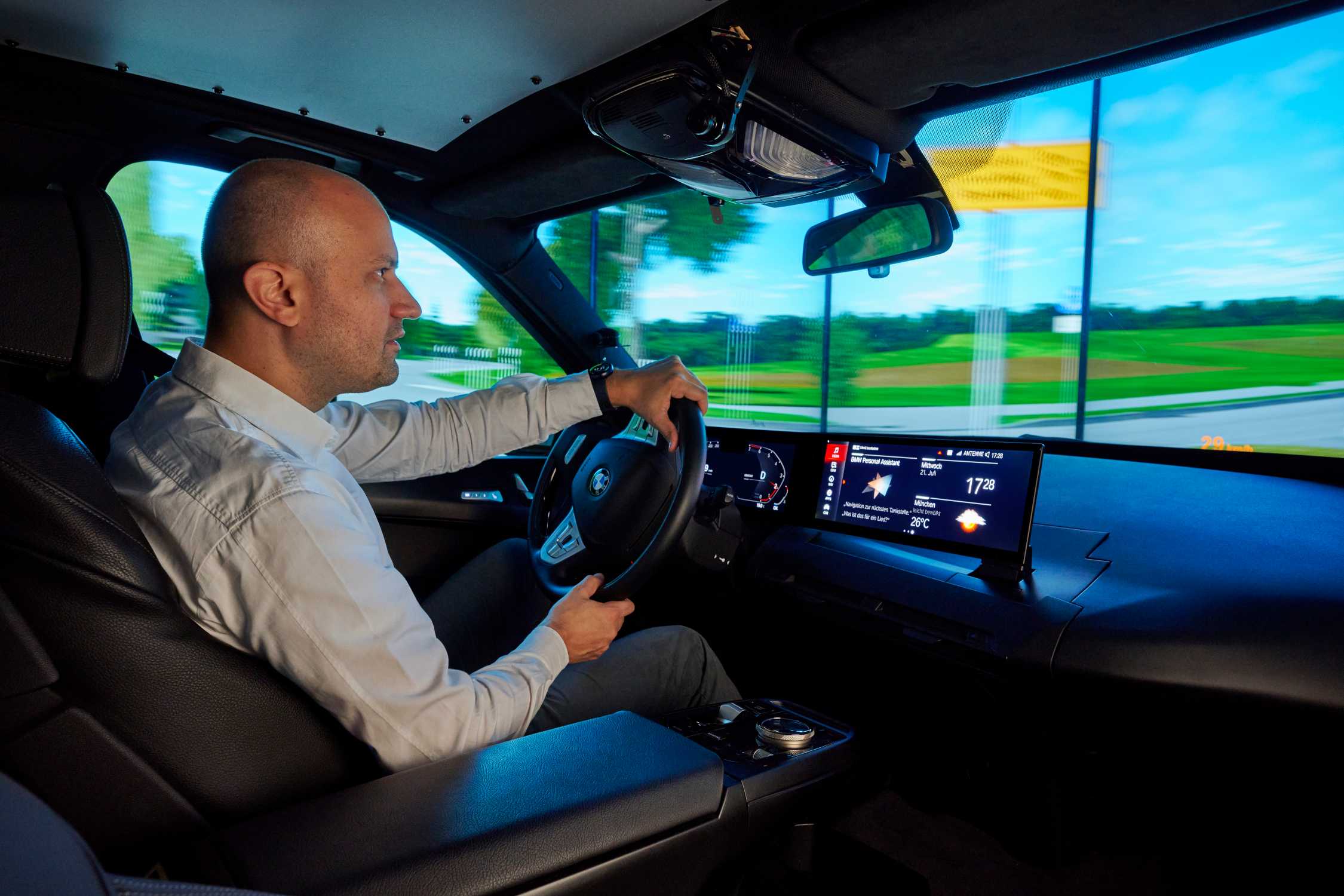 A test drive in the Green Stage static simulator set up in front of LED ...