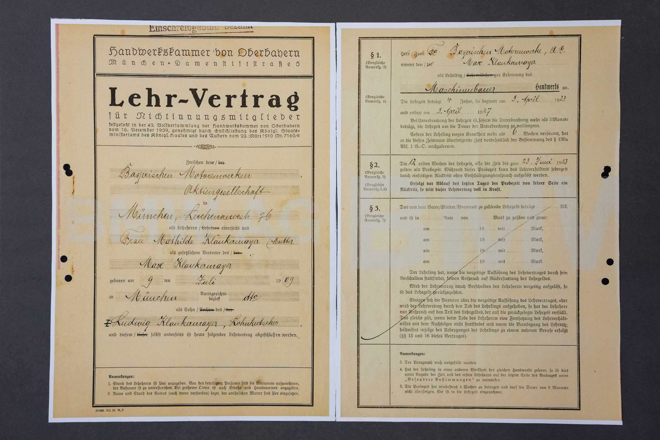 Lehrvertrag #1 der BMW AG (08/2023)