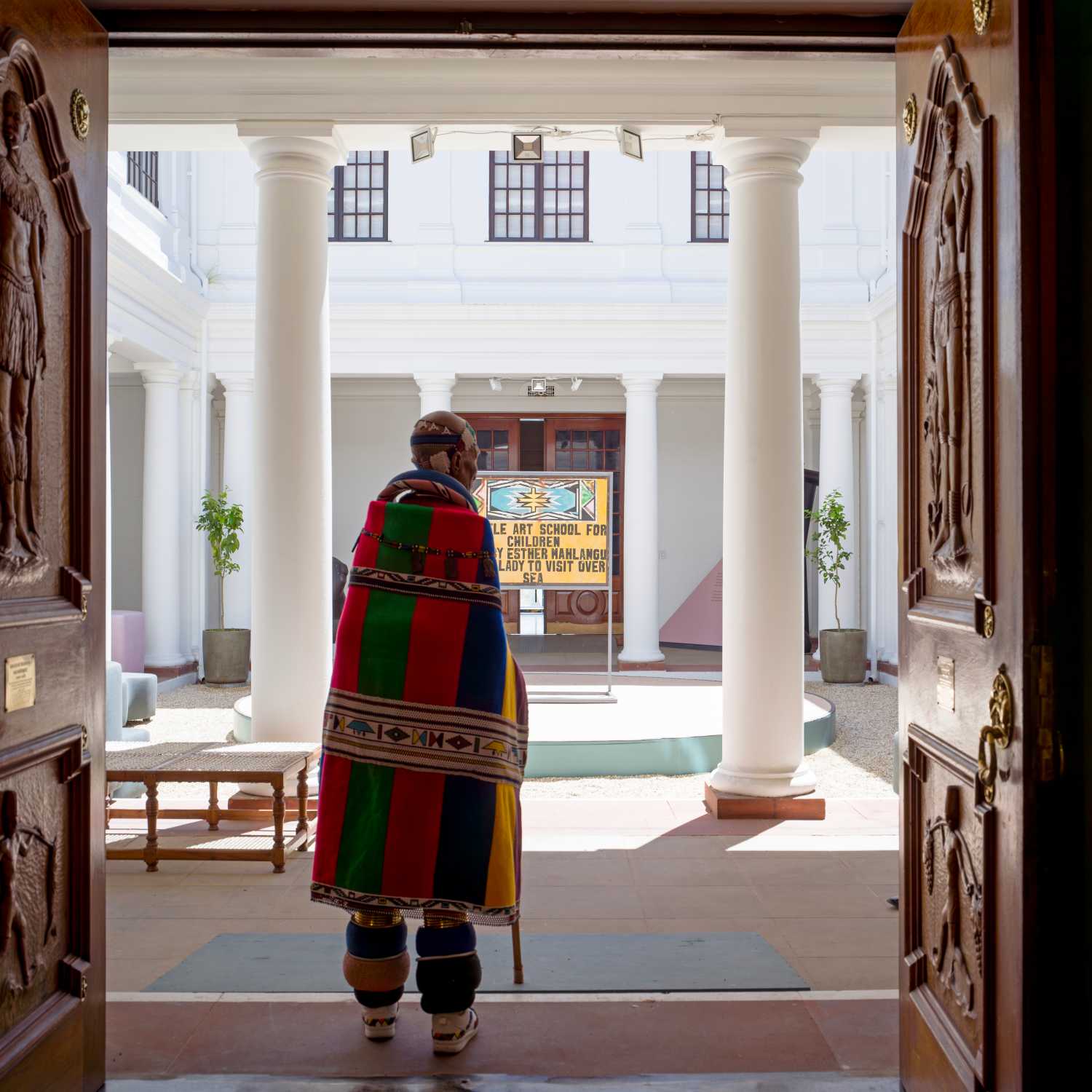 Artist Esther Mahlangu at the exhibition "Then I Knew I Was Good at Painting": Esther Mahlangu ...