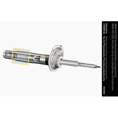 BMW M5 EDC front axle spring strut (lengthwise sectional view) (09/2004)