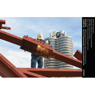 BMW Welt Construction Site Start of Steel Structure (Detail Double Cone ...